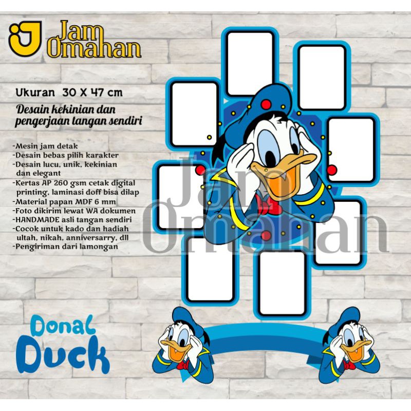 Jual Jam Dinding Custom Bahan Papan MDF (Template Donal Duck) | Shopee ...
