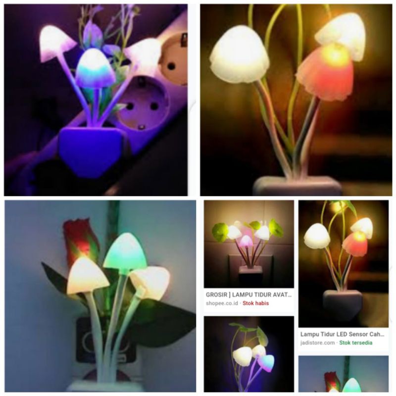 Jual Lampu Tidur LED sensor Cahaya Asli The green plant on the LED ...