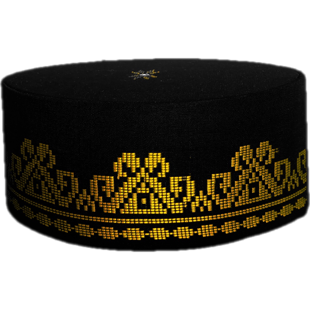 Jual peci tenun songket kopiah muslim MOTIF MAHKOTA HITAM EMAS | Shopee ...