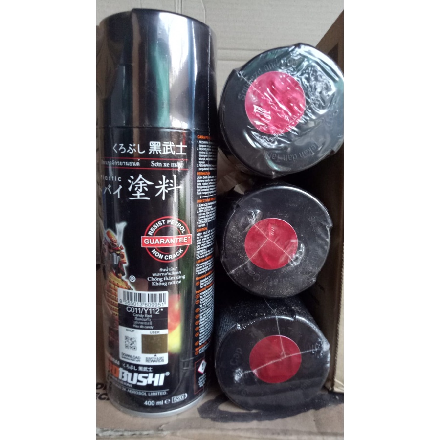 Jual cat semprot samurai kurobushi pilok pilox samurai y112 candy red y112* merah candy 400ml ...