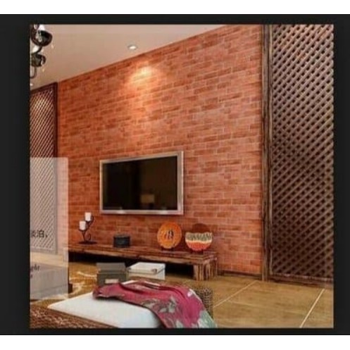 Jual WALLPAPER DINDING BATA ORANGE WALLPAPER STICKER WALLPAPER STIKER ...