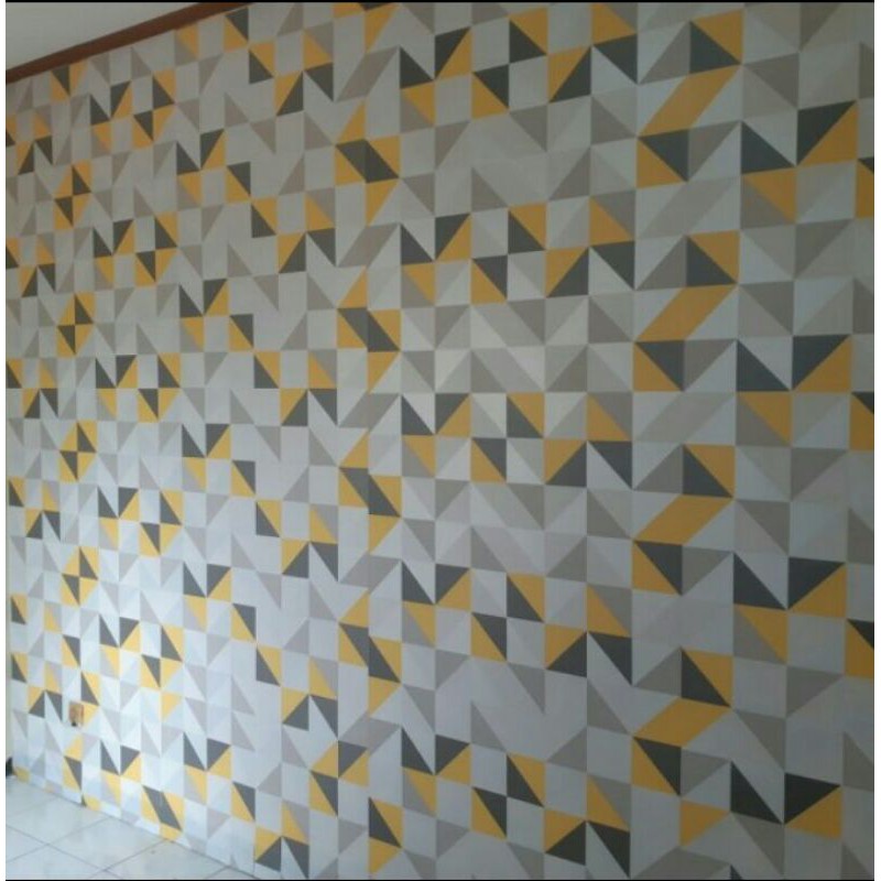 Jual Wallpaper Motif Yellow White Square Triangle Kuning Putih Kotak ...