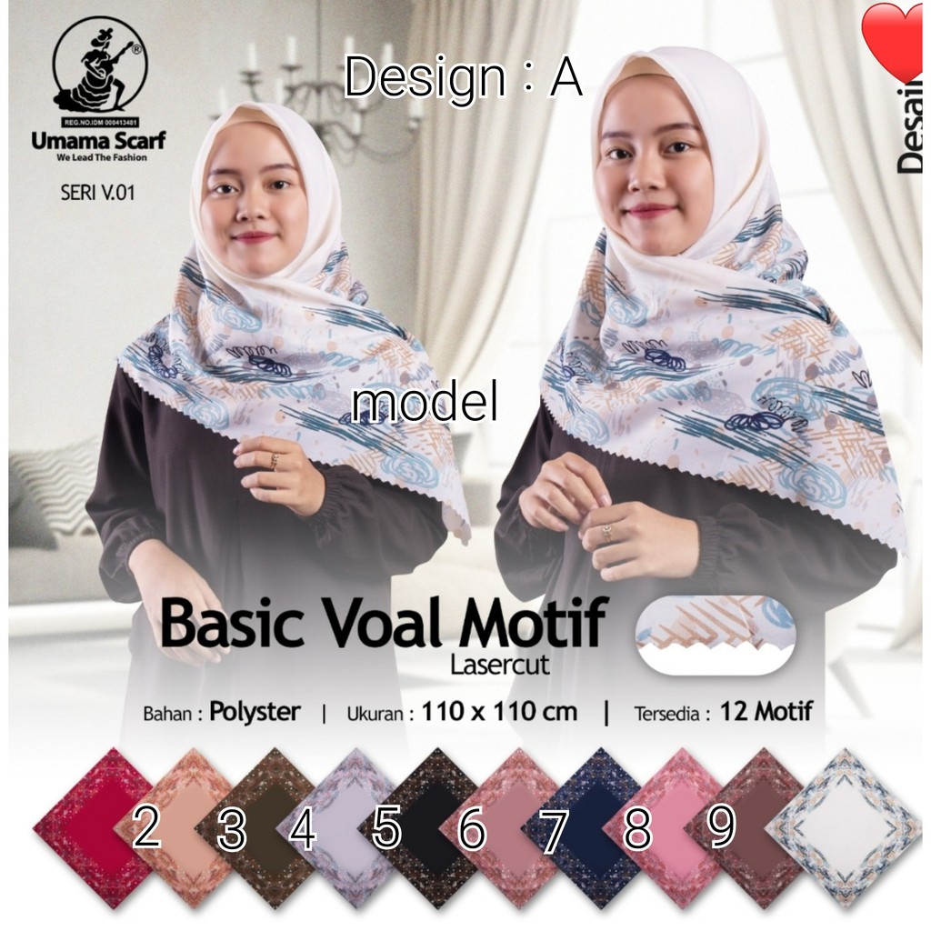 Jual Jilbab Segi Empat BASIC VOAL Laser Cut motif UMAMA Design : A ...