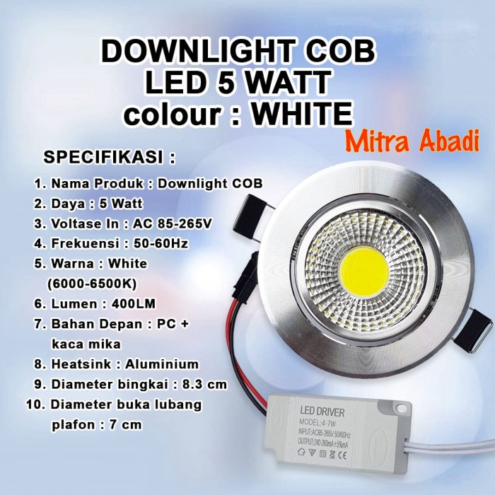 Jual Lampu Downlight LED 5W COB Putih/White 6000-6500K | Shopee Indonesia