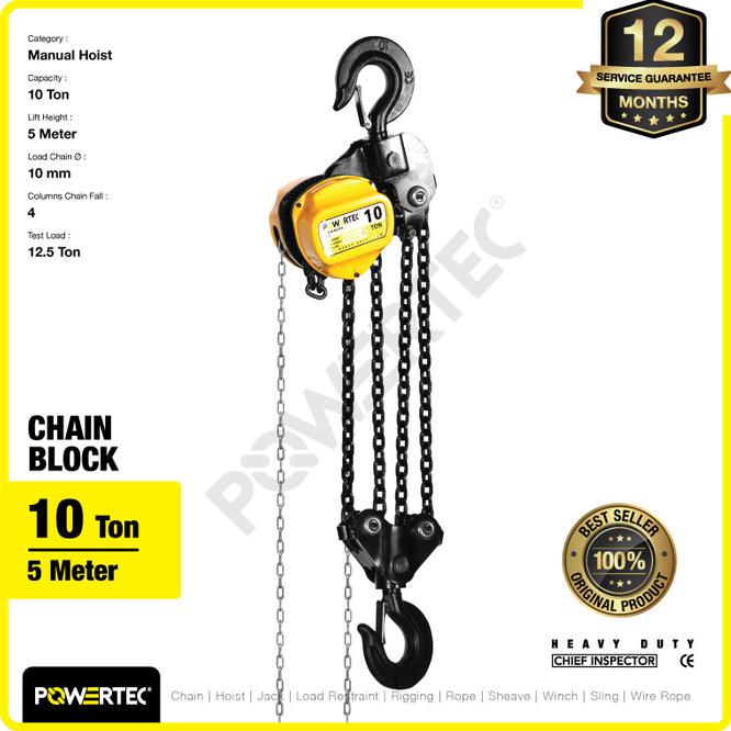 Jual Chain Block / Takel 10 Ton X 5 Meter Powertec | Shopee Indonesia