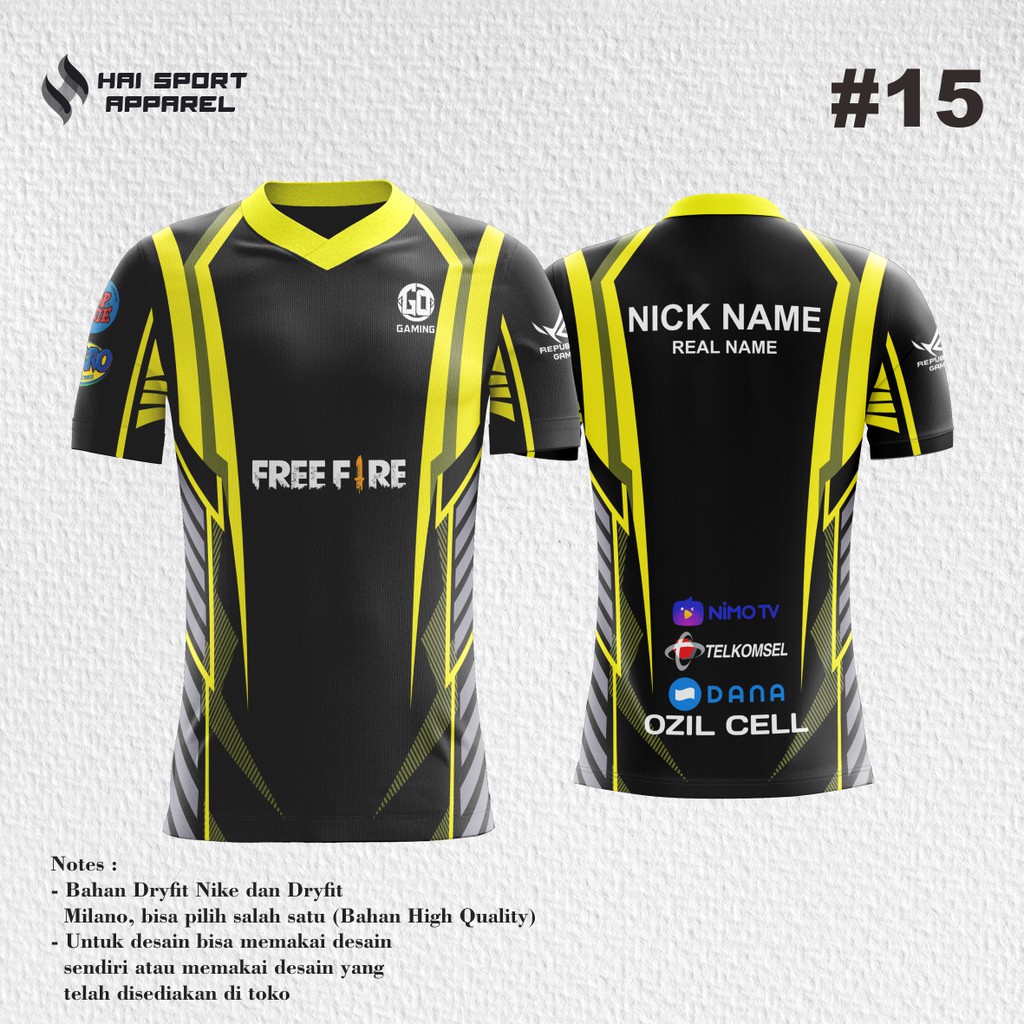 Jual Custom Jersey Gaming Free Fire, PUBG, Mobile Legend, DOTA, AOV ...