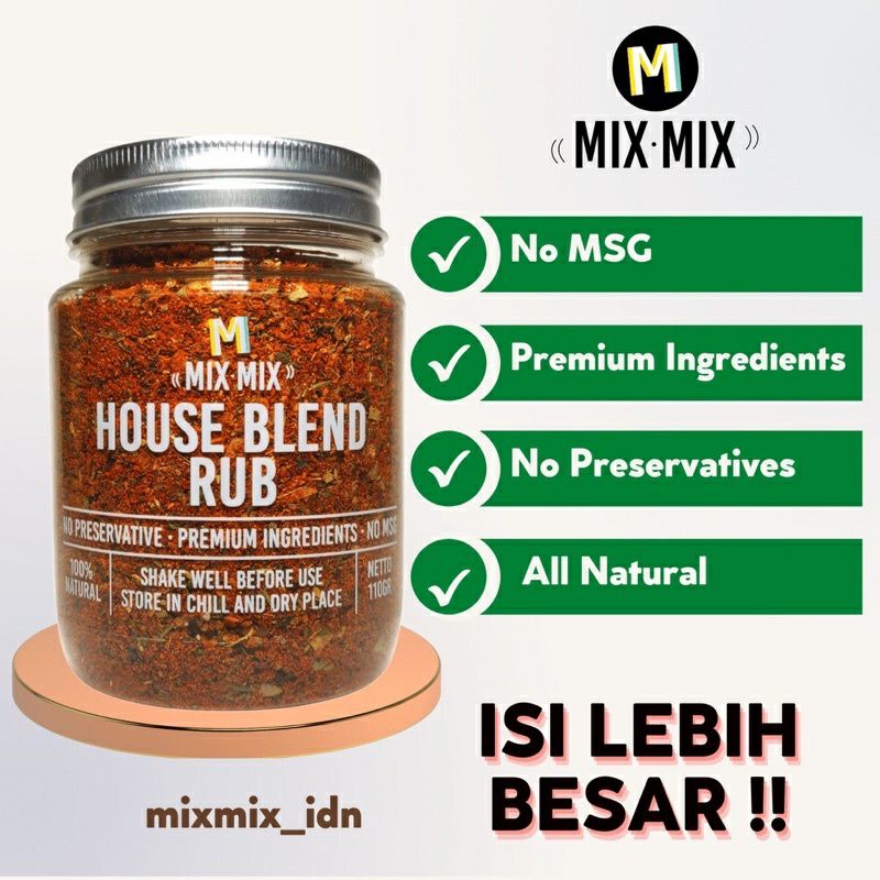Jual Mixmix house blend rub original spicy-Mix mix house blend rub-mix mix bumbu marinasi bumbu ...