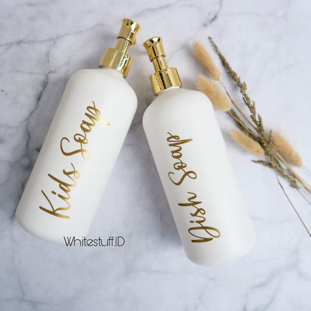 Jual WHT-500 Refill Botol Tempat Sabun Cair Pump Putih Doff Gold ...