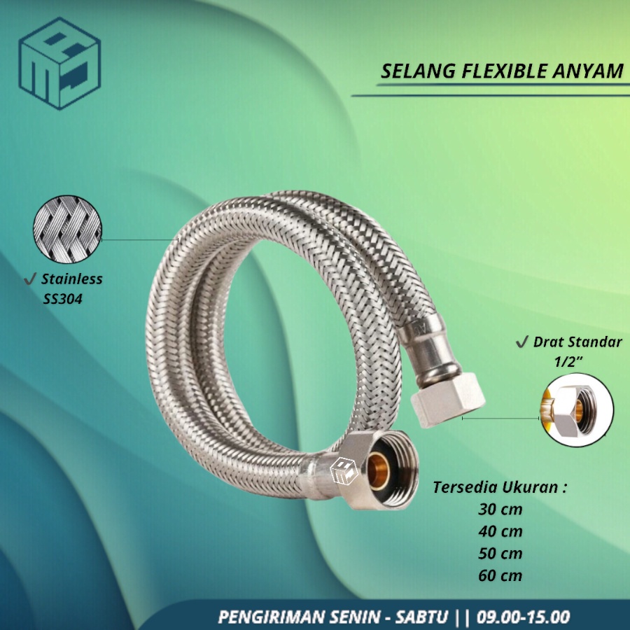 Jual Selang Flexible Anyam 30, 40, 50, 60, 50 cm kaku + pengencang untuk wastafel jet closet ...