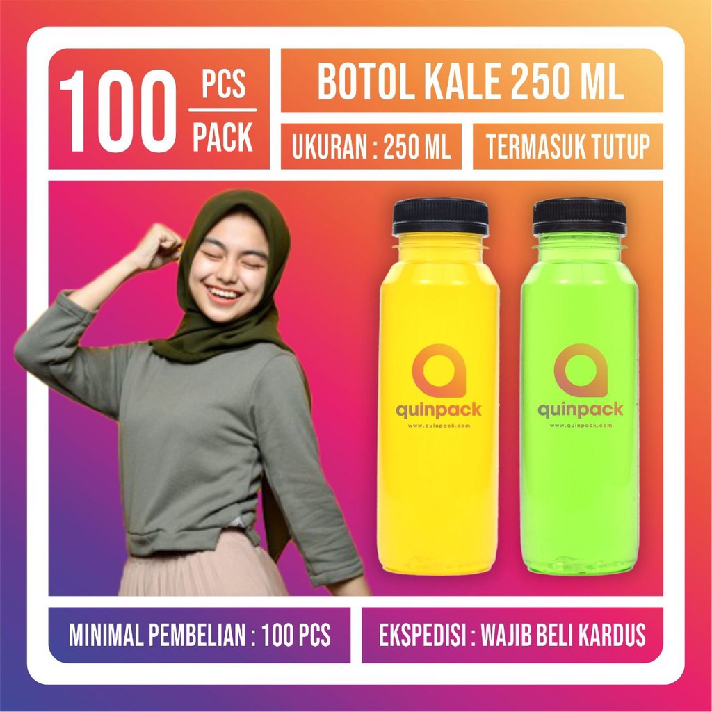 Jual Botol Plastik Kale 250 ml-Botol Kale 250 ml Tebal Botol plus Tutup ...