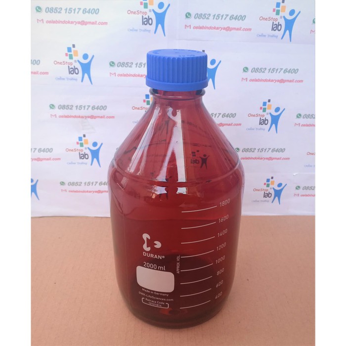 Jual DURAN Laboratory Bottle 2000 ml amber Botol media Lab coklat ...