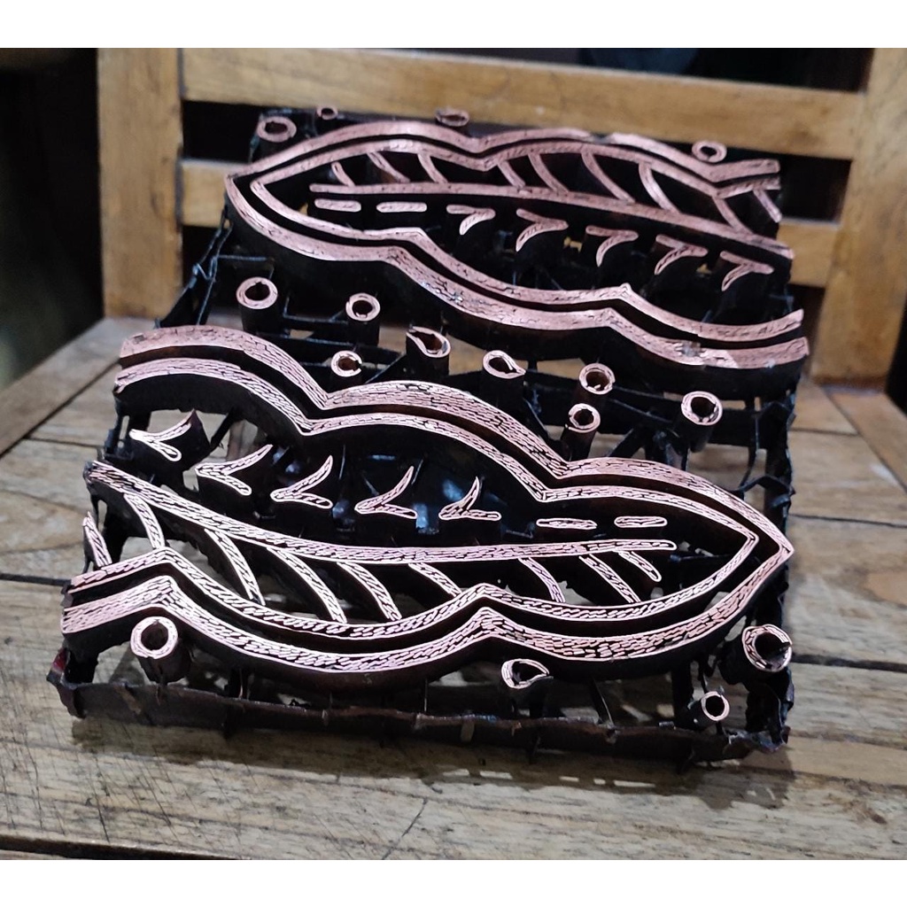 Jual Alat Cap Batik Bahan Material Tembaga Kuningan Motif Daun Kembar ...