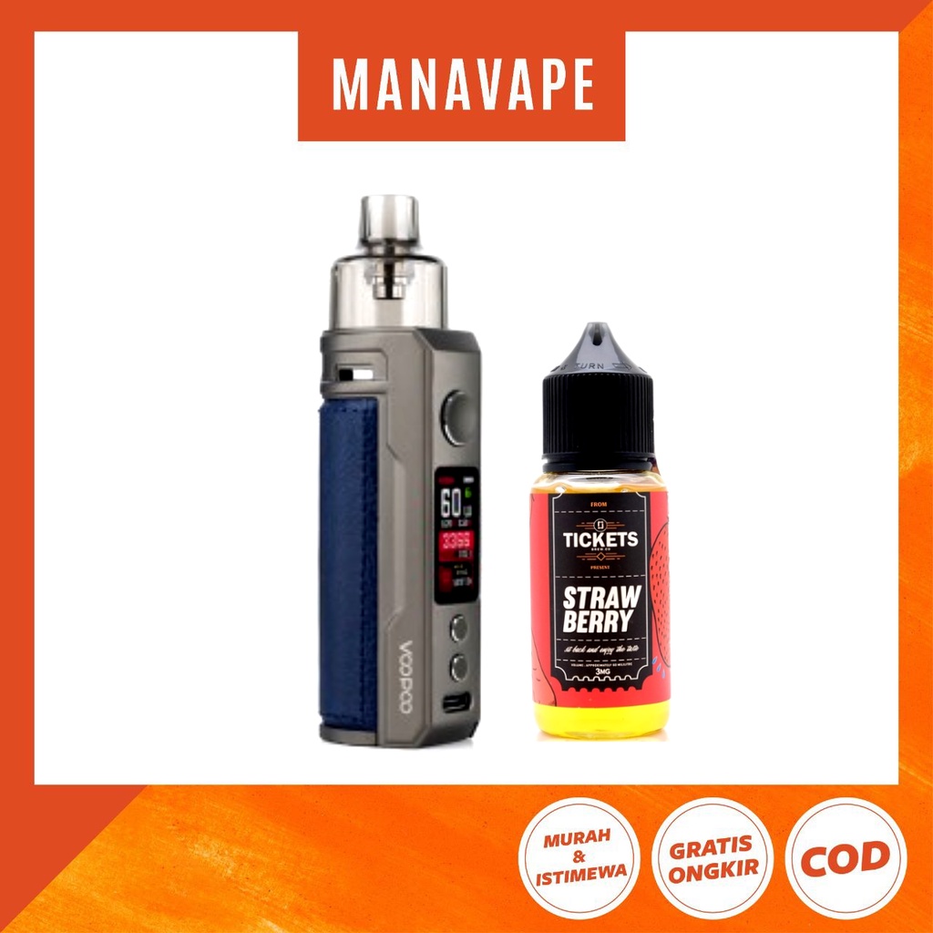 Jual DRAG S KIT 60W AUTHENTIC by VOOPOO + LIQUID TICKET 60ML | Shopee ...