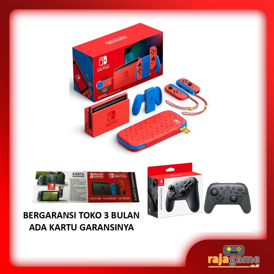 Jual Nintendo Switch Console V2 MARIO + Pro Controller (BERGARANSI ...