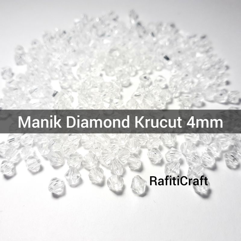Jual (10gr) Manik Kerucut Diamond 4mm Bening Transparan Ringan ...