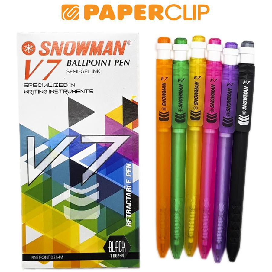Jual BALLPOINT SNOWMAN V7 ISI 12 BLACK | Shopee Indonesia