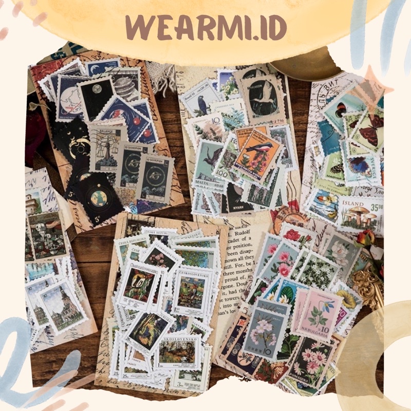 Jual 46 pcs Sticker Pack Stamp V2 Perangko Aesthetic Lucu Scrapbook ...
