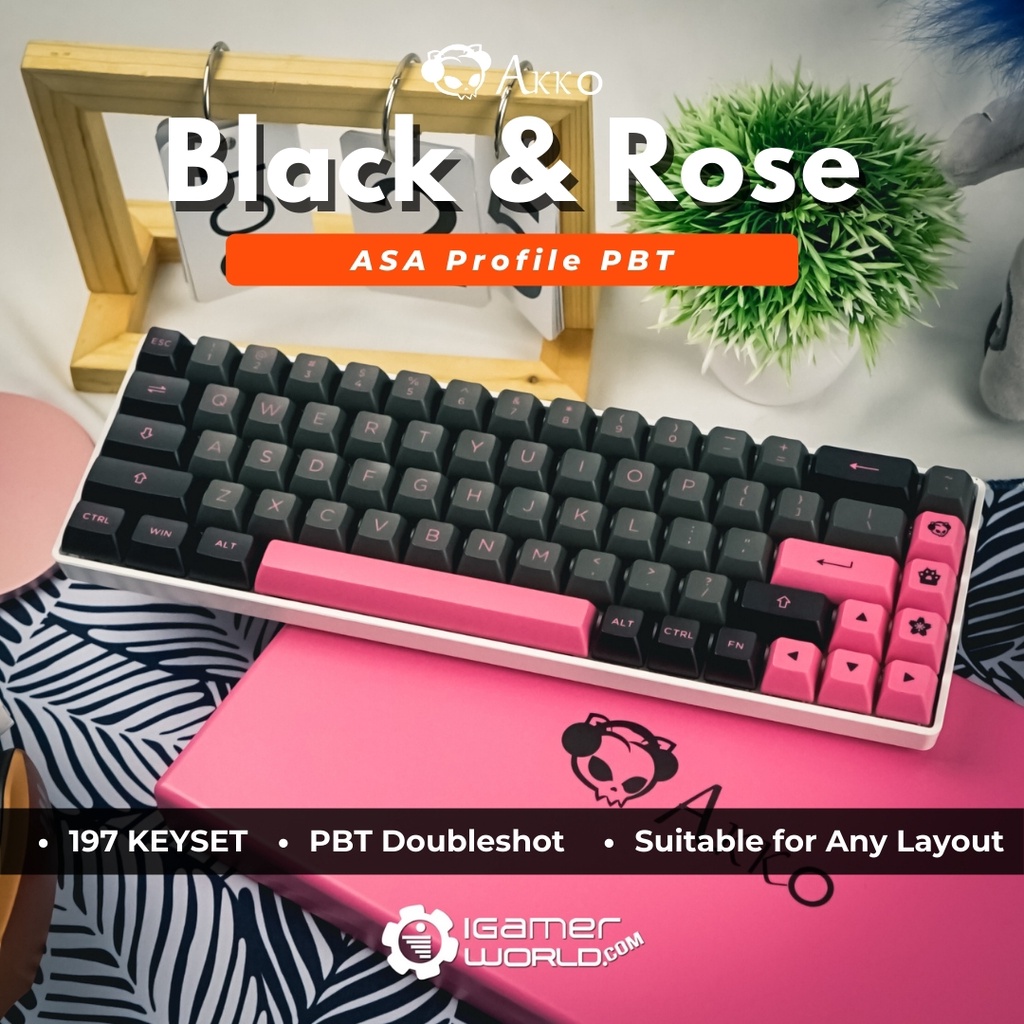 Jual Akko Black & Rose ASA Profile PBT Keycaps for Mechanical Keyboard ...