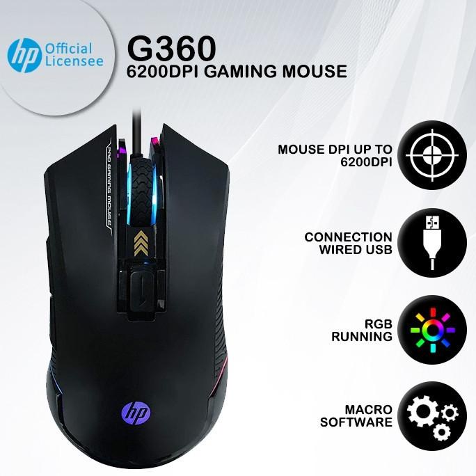 Jual Mouse Gaming / Gaming Mouse Hp G360 - 6200Dpi Rgb 6 Button Macro ...