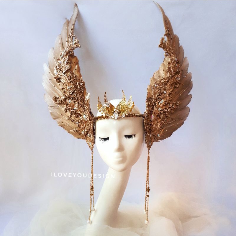 Jual iloveyoudesign/ Prince swan/ Gold brown/ mahkota sayap/ crown ...