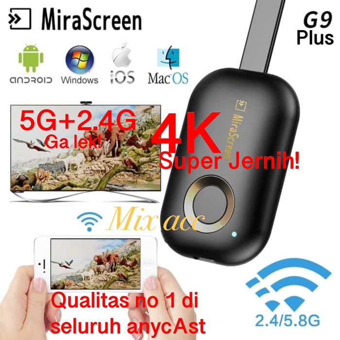 Jual Anycast Wireless Hdmi dongle 5G+2.4G MiraScreen G9 plus 4K Dual band | Shopee Indonesia