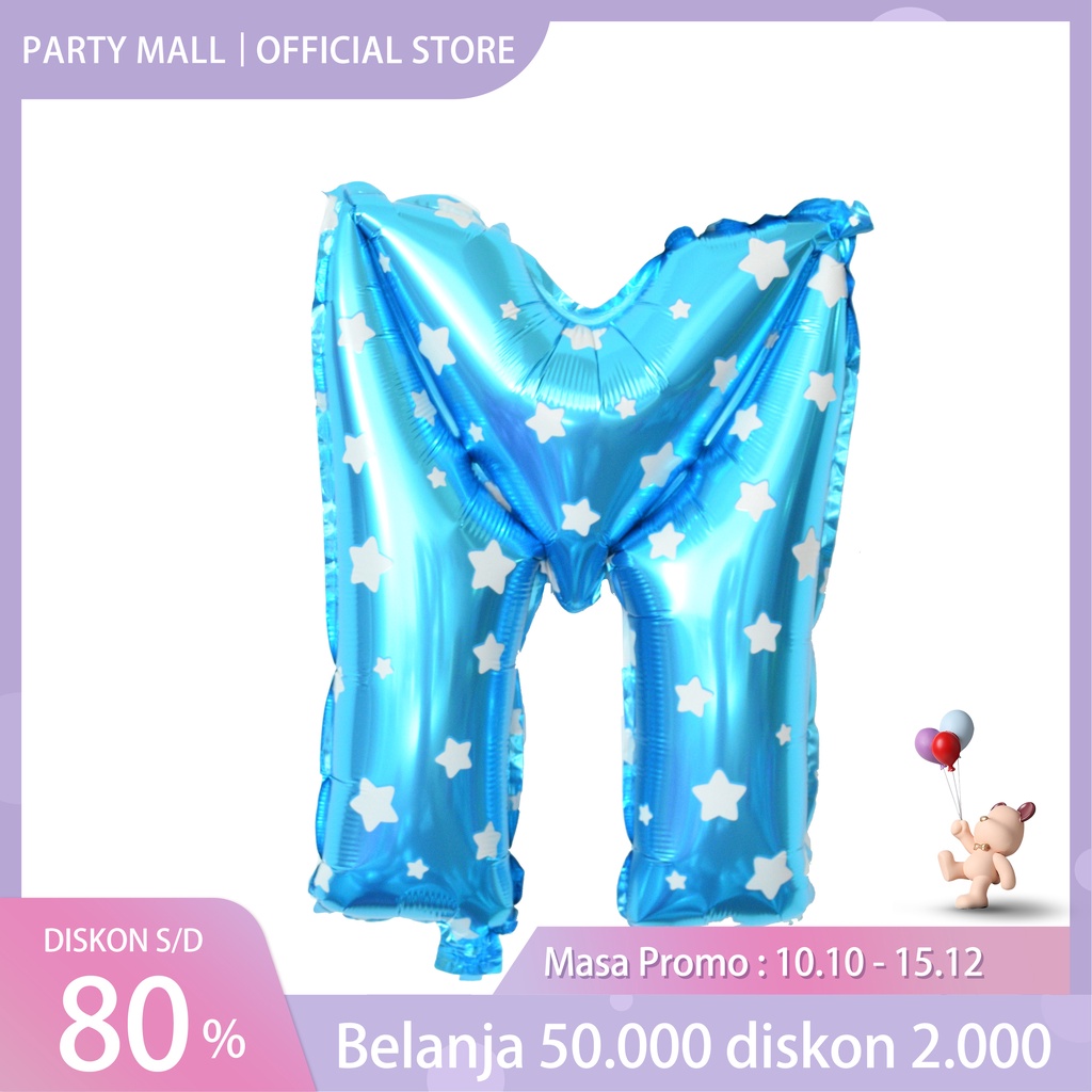 Jual Balon Foil Huruf Biru 16 Inch 40cm Abjad Alphabet A-Z Balon Foil ...