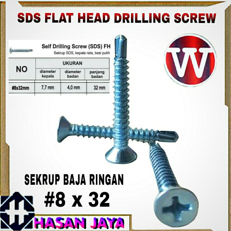 Jual (100 PCS) Skrup Sekrup Roofing SDS FH 8x25 / 8x32 Baut Sekrup Baja Ringan F+AB 8x40 (4cm ...