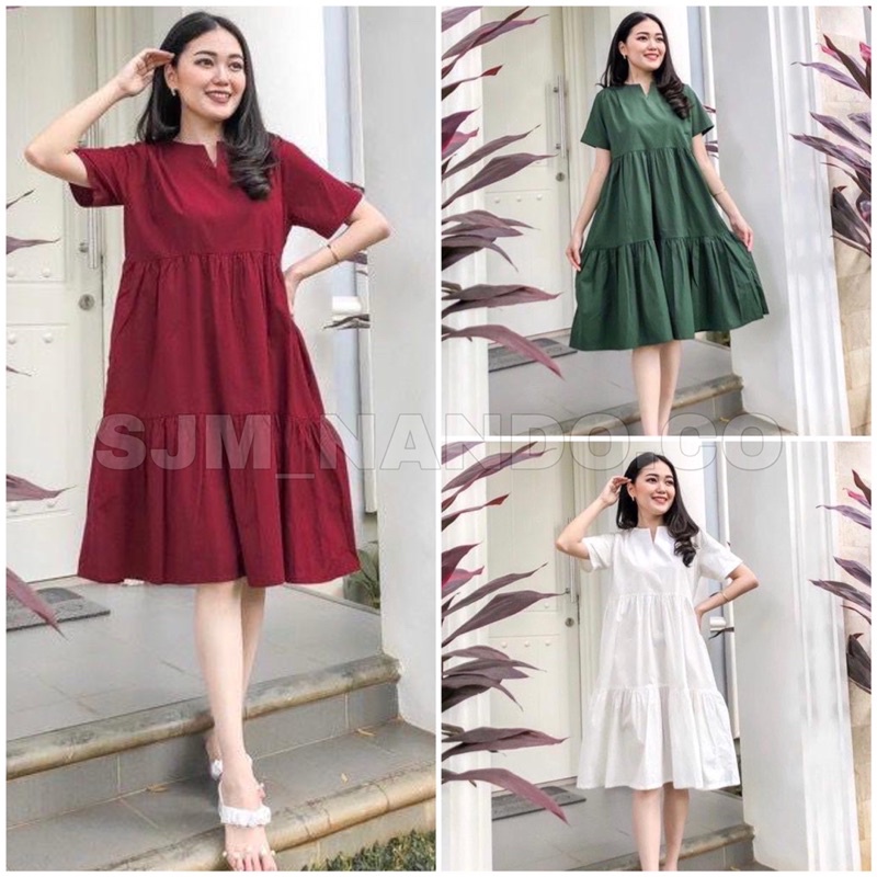 Jual SJM DRESS YOONA BAHAN KATUN PREMIUM MODEL LENGAN PENDEK | Shopee Indonesia