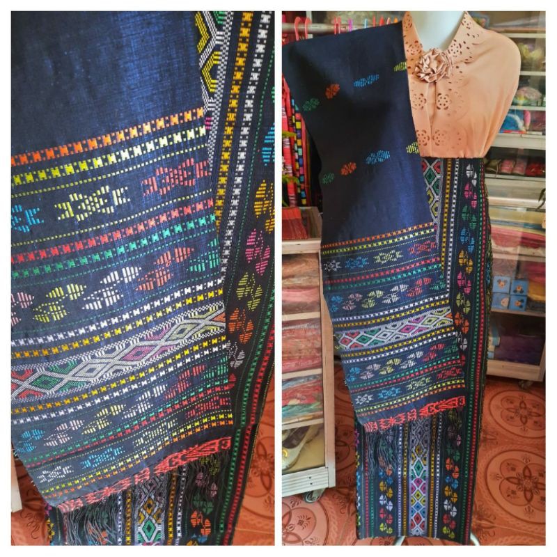 Jual SONGKET SADUM TENUN TANGAN TARUTUNG WARNA NAVY | Shopee Indonesia
