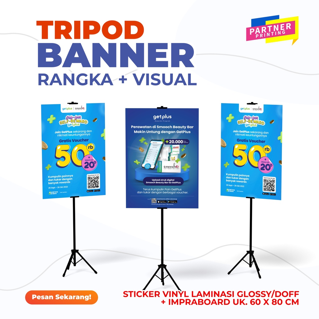 Jual CETAK TRIPOD BANNER / TRIPOD STAND / BANNER DISPLAY / TIANG IKLAN 60 X 80CM STIKER VINYL ...