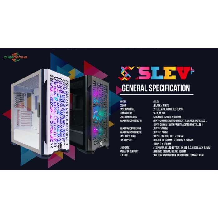 Jual Cube Gaming Slev White - Atx - 3 X 12Cm Argb Fan #98 | Shopee ...