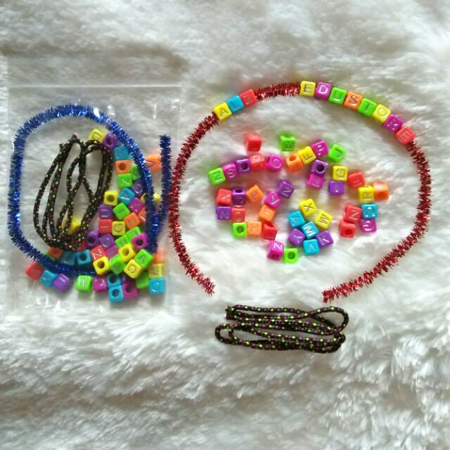 Jual Mainan Sensory Manik Huruf Warma Belajar Meronce | Shopee Indonesia