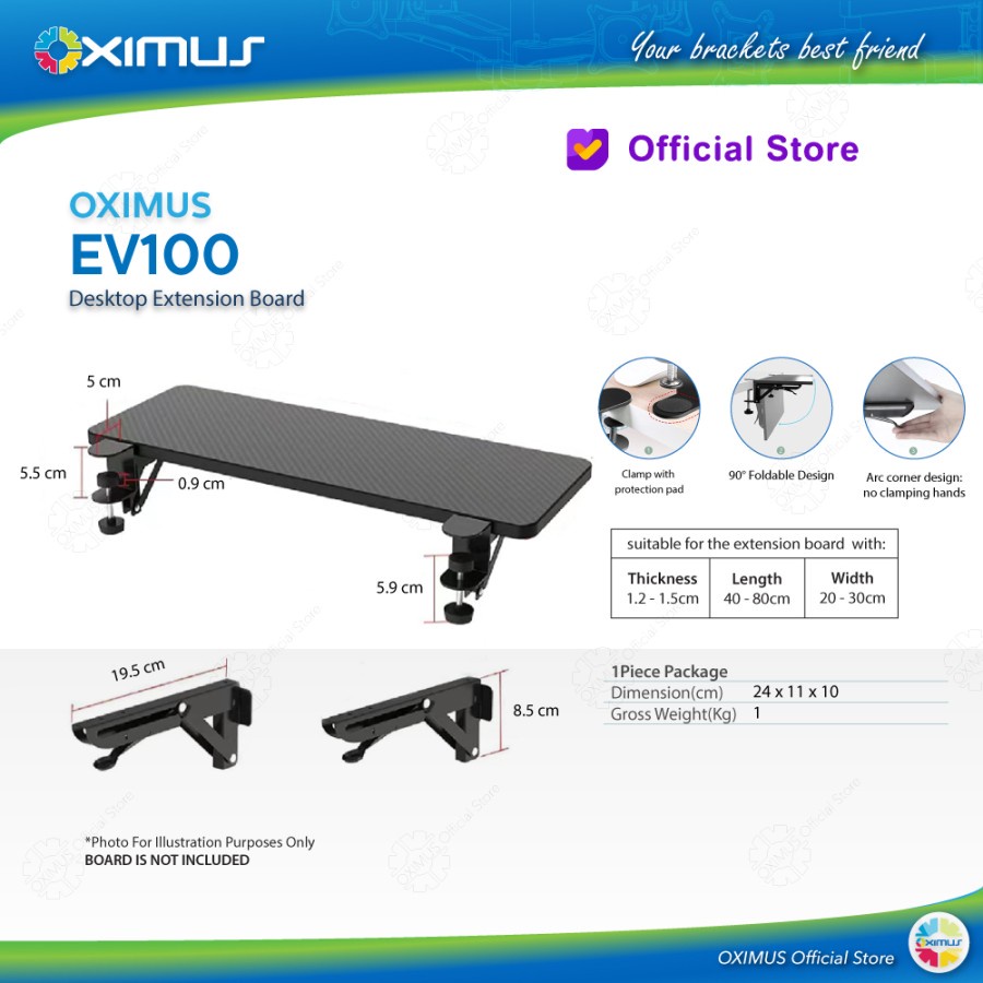 Jual Bracket Desk Extension Board Ekstension Meja Bisa Lipat Oximus ...