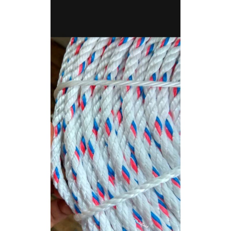 Jual tali tambang pp strip merah biru, tali tambang ppd 10 mm | Shopee ...