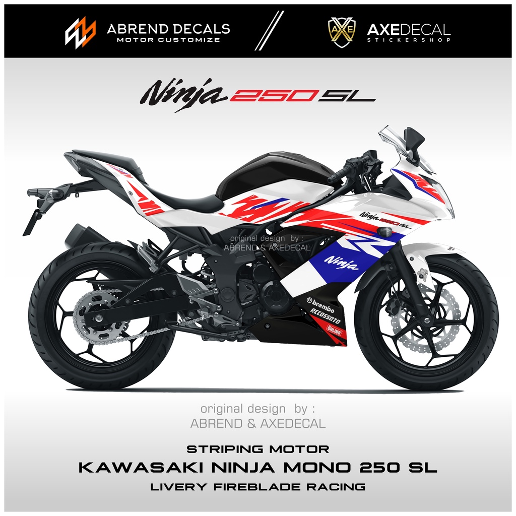 Jual STRIPING NINJA MONO 250 SL LIVERY FIREBLADE RACING TRI COLOR ...