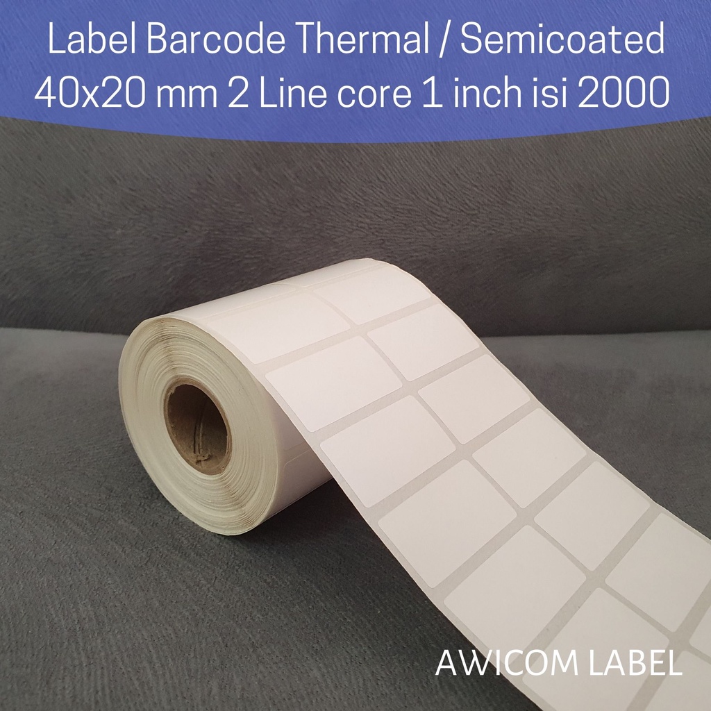 Jual Label Barcode THERMAL 40x20 mm 40 x 20 2 line core 1" inch isi ...