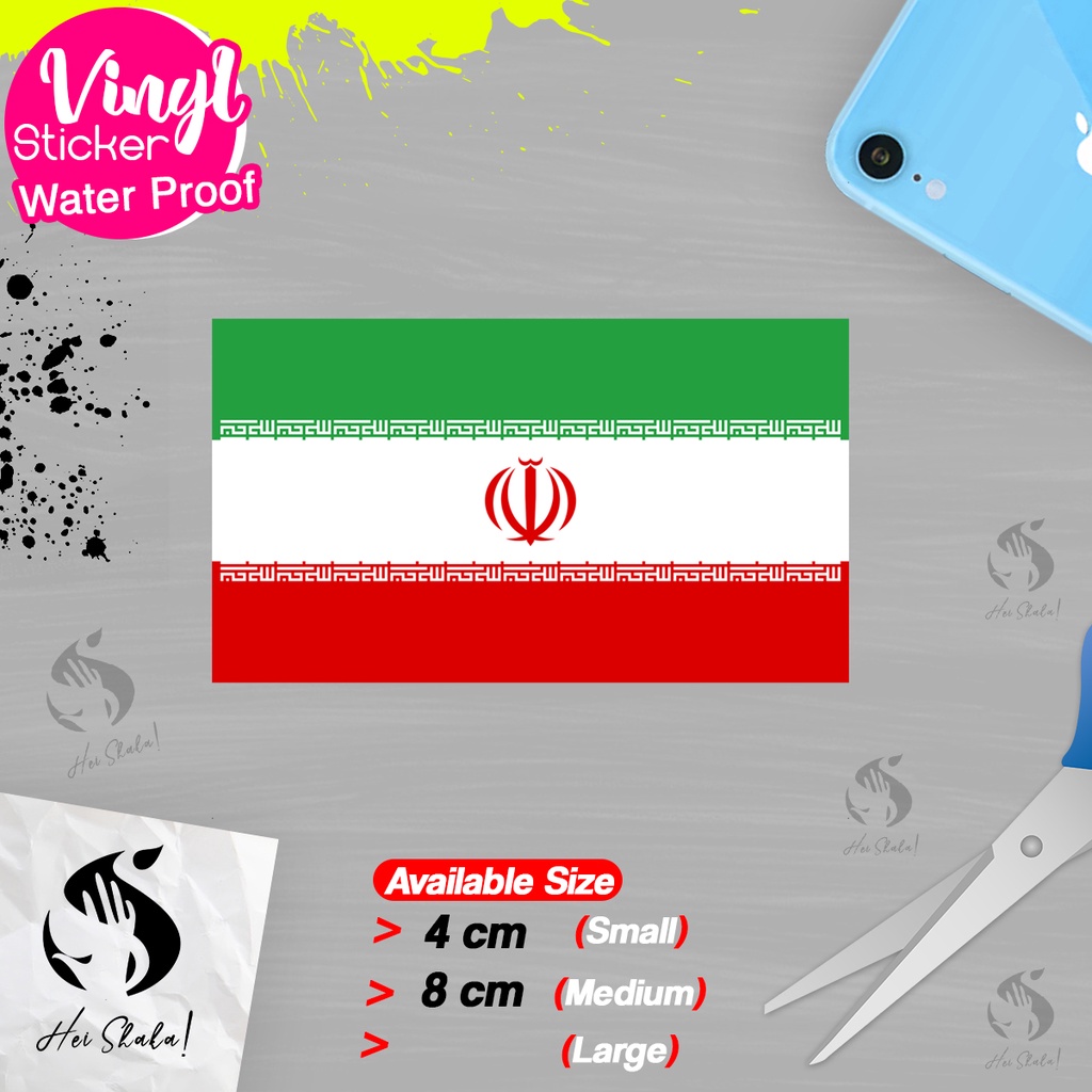 Jual Stiker Iran Sticker Vinyl Satuaan Motif Bendera Negara Dunia Bahan ...