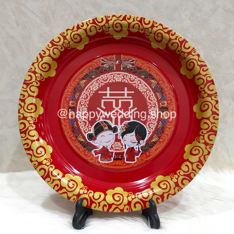 Jual (WH06)Nampan Wedding Sanghie Motif Pengantin Bahan Seng Tebal 36cm ...