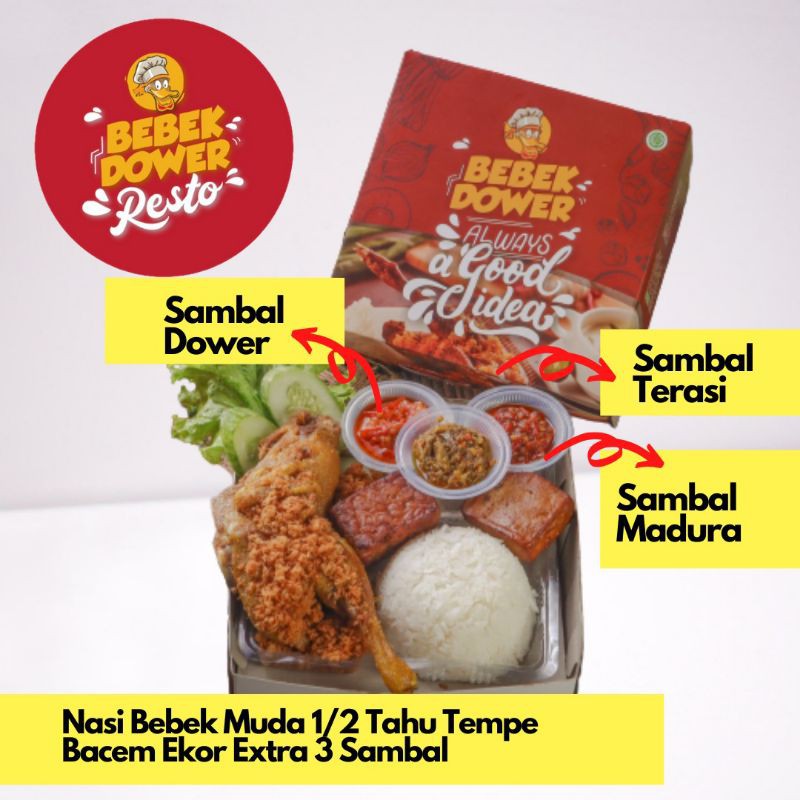 Jual Nasi Box Bebek Reguler1/2 Ekor 3 Sambal Tahu Tempe Bacem | Shopee Indonesia