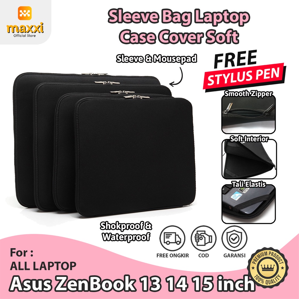 Jual Asus ZenBook 13 14 15 inch Tas Laptop Sleeve Soft Case Cover ...