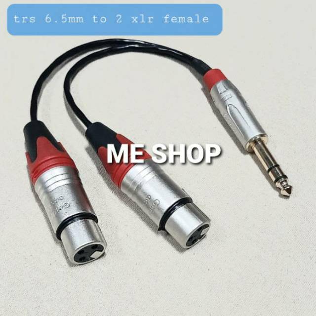 Jual kabel jack akai stereo trs 6,5mm to 2 xlr female 3pin Berkualitas 50cm | Shopee Indonesia