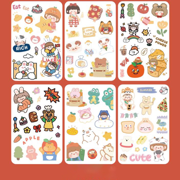 Jual 1 Lembar Sticker Kartun Korea Lucu aesthetic Ukuran Besar | Stiker ...