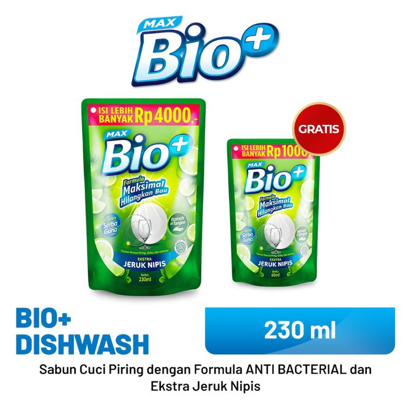 Jual Bio+ Max Sabun cuci piring 230ml | Shopee Indonesia