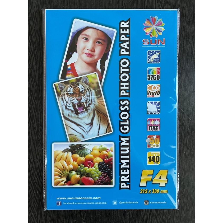 Jual Kertas Foto A4 Sun Premium Gloss Photo Paper A4 120gsm / F4 140gsm ...
