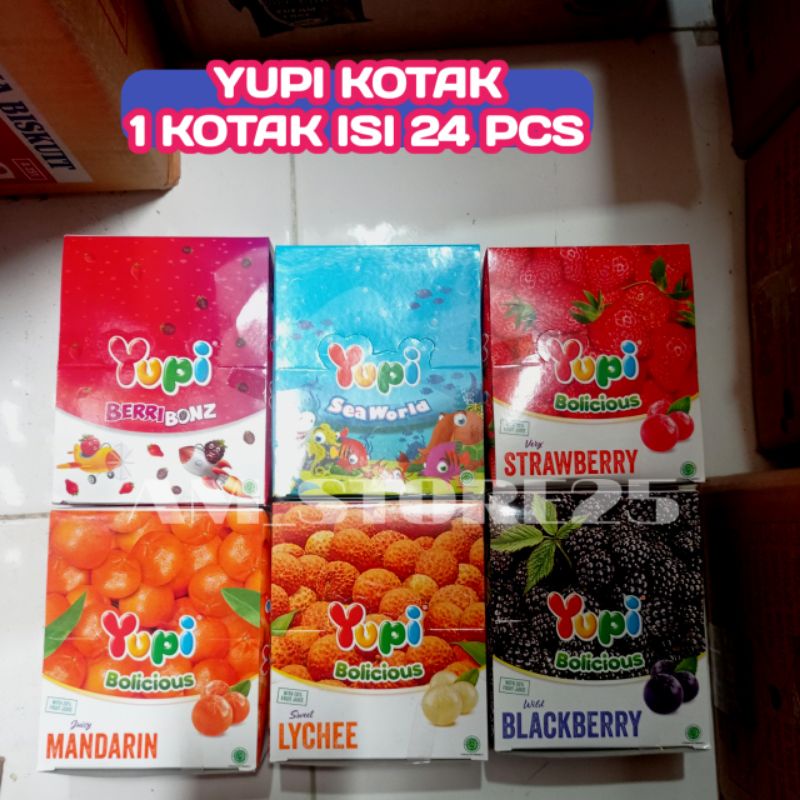 Jual Permen Yupi Aneka rasa Bentuk Box 168 gr isi 24 pcs/Yupi BerriBonz/Yupi Seaworld/Yupi ...