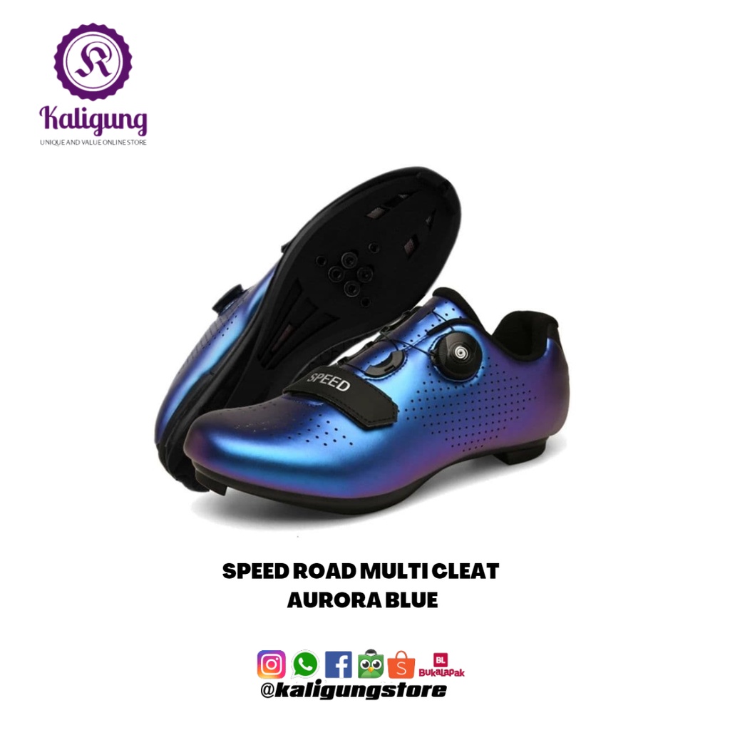 Jual Sepatu Roadbike Multi Cleat SPEED Aurora Blue- Sepatu Gowes Balap ...