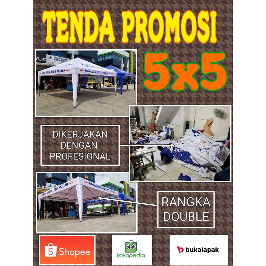 Jual TENDA PROMOSI TENDA PIRAMID RANGKA DOUBLE UK.5X5 | Shopee Indonesia