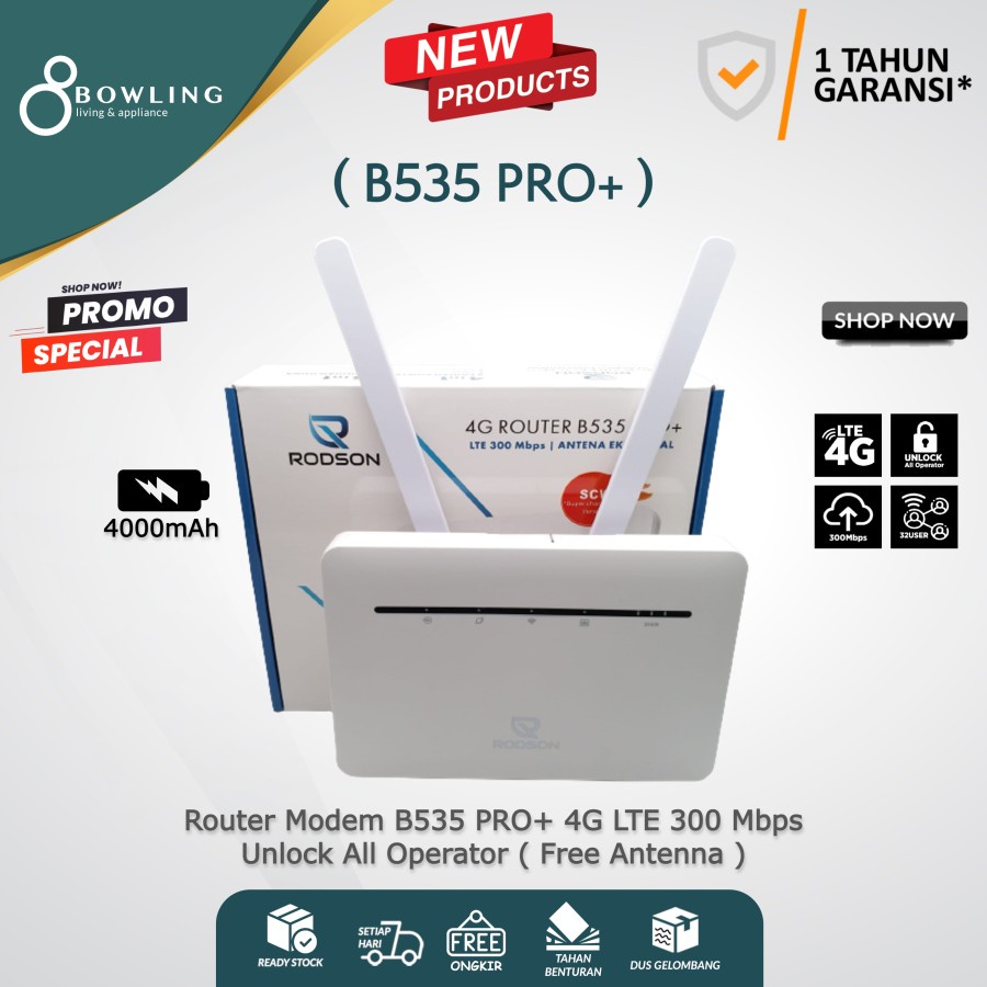 Jual Router Modem Rodson B535 Pro+ 4G LTE 300 Mbps Simcard Unlock All Operator | Shopee Indonesia