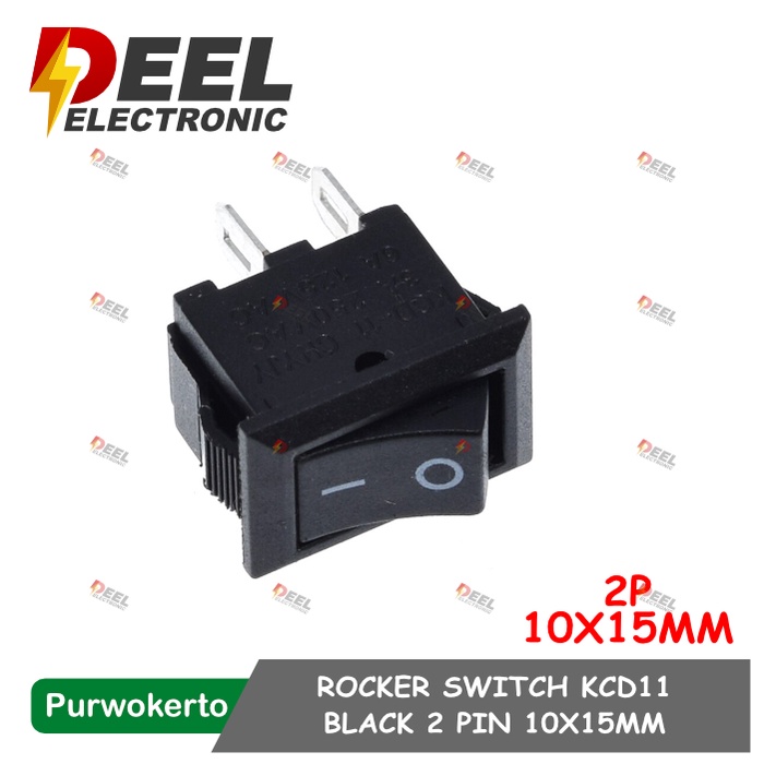 Jual SAKLAR ROCKER KCD11 HITAM 2PIN 10X15MM ROCKER SWITCH 2P BLACK ...