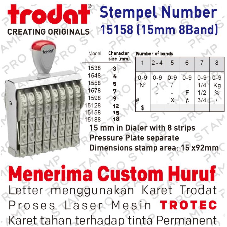 Jual Stempel Manual Angka 8 Digit 15mm / Trodat 15158 | Shopee Indonesia